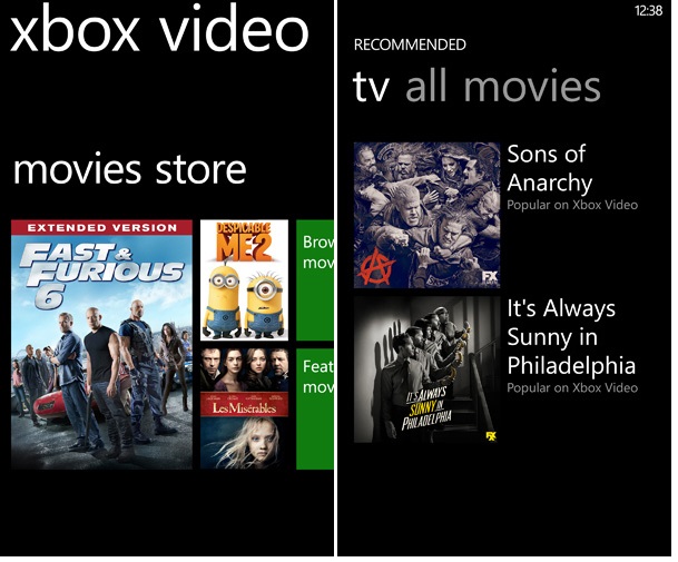Microsoft brings Xbox Video to Windows phone. Goes live in store.