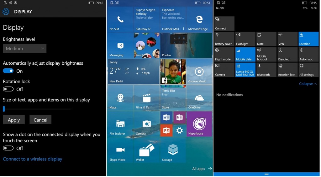 Windows 10 Mobile: Phablet UI on smaller Lumias (Start, Action Center ...